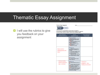 Thematic Essay Assignment Overview | PPT