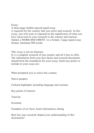 EssayA three-page double-spaced typed essayis required fo.docx