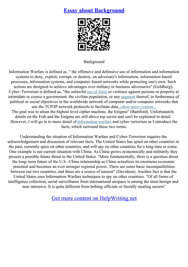 Essay Background Information | PDF