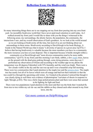 Essay Biodiversity | PDF