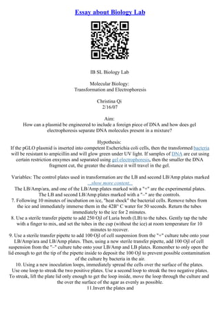 Essay Biology | PDF