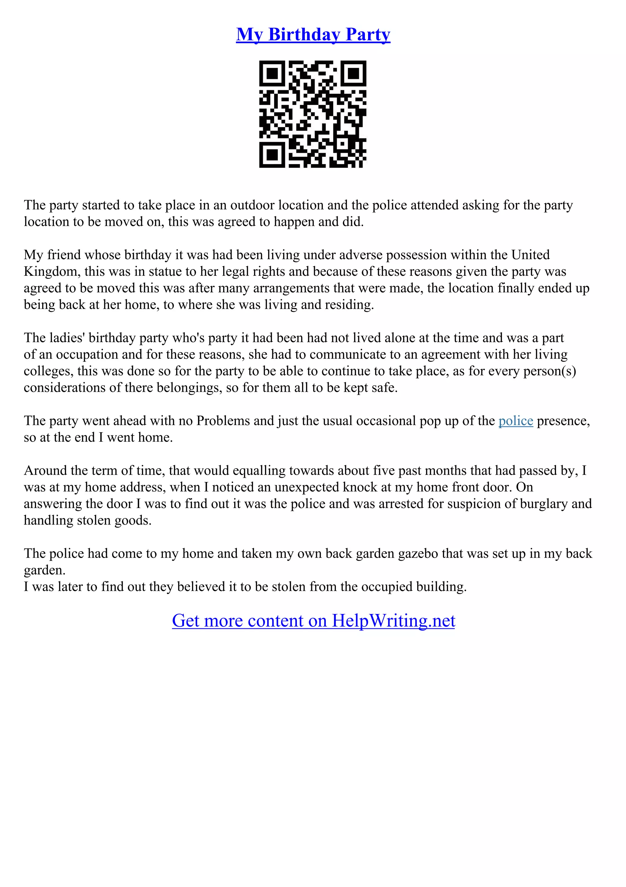 Essay Birthday Party | PDF