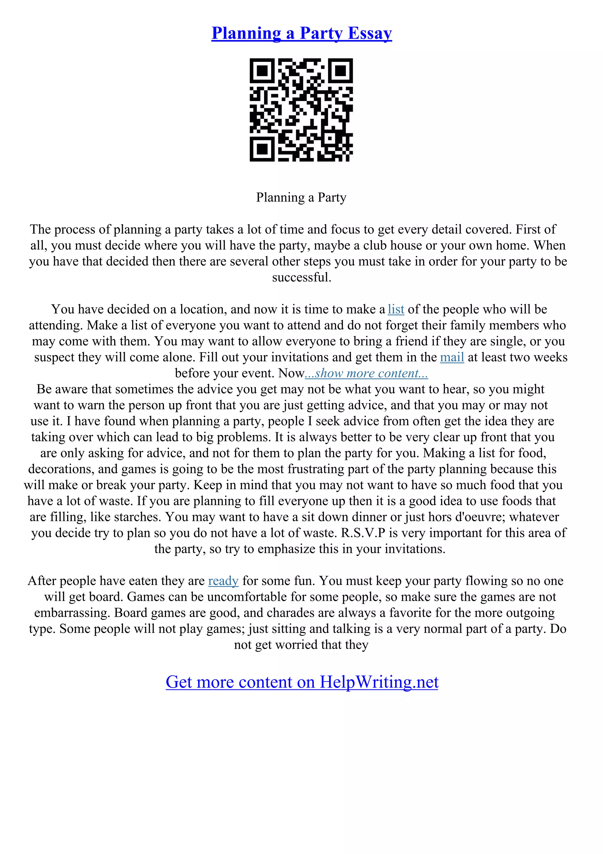 Essay Birthday Party | PDF