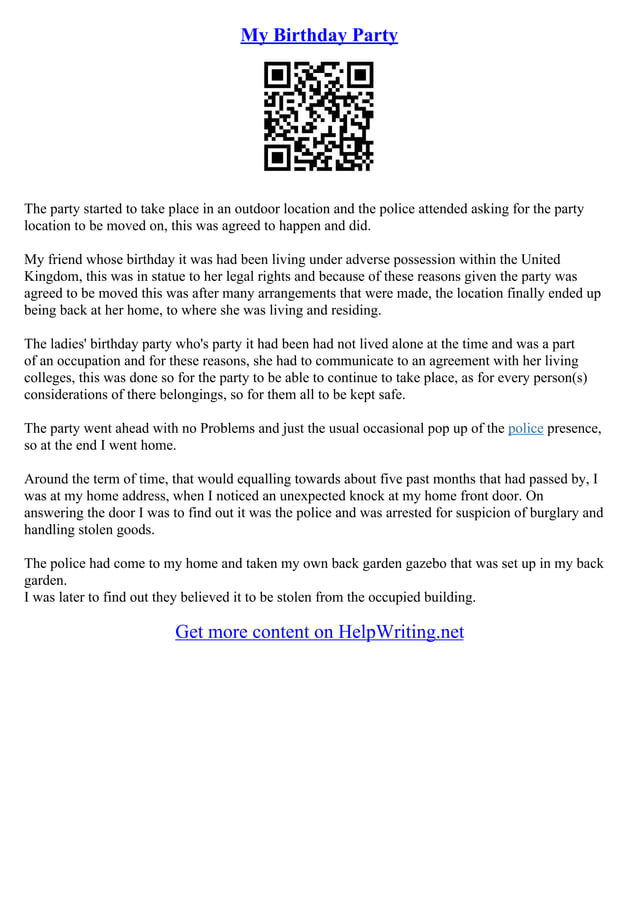 Essay Birthday Party | PDF | Crime & Harmful Acts to Individuals ...
