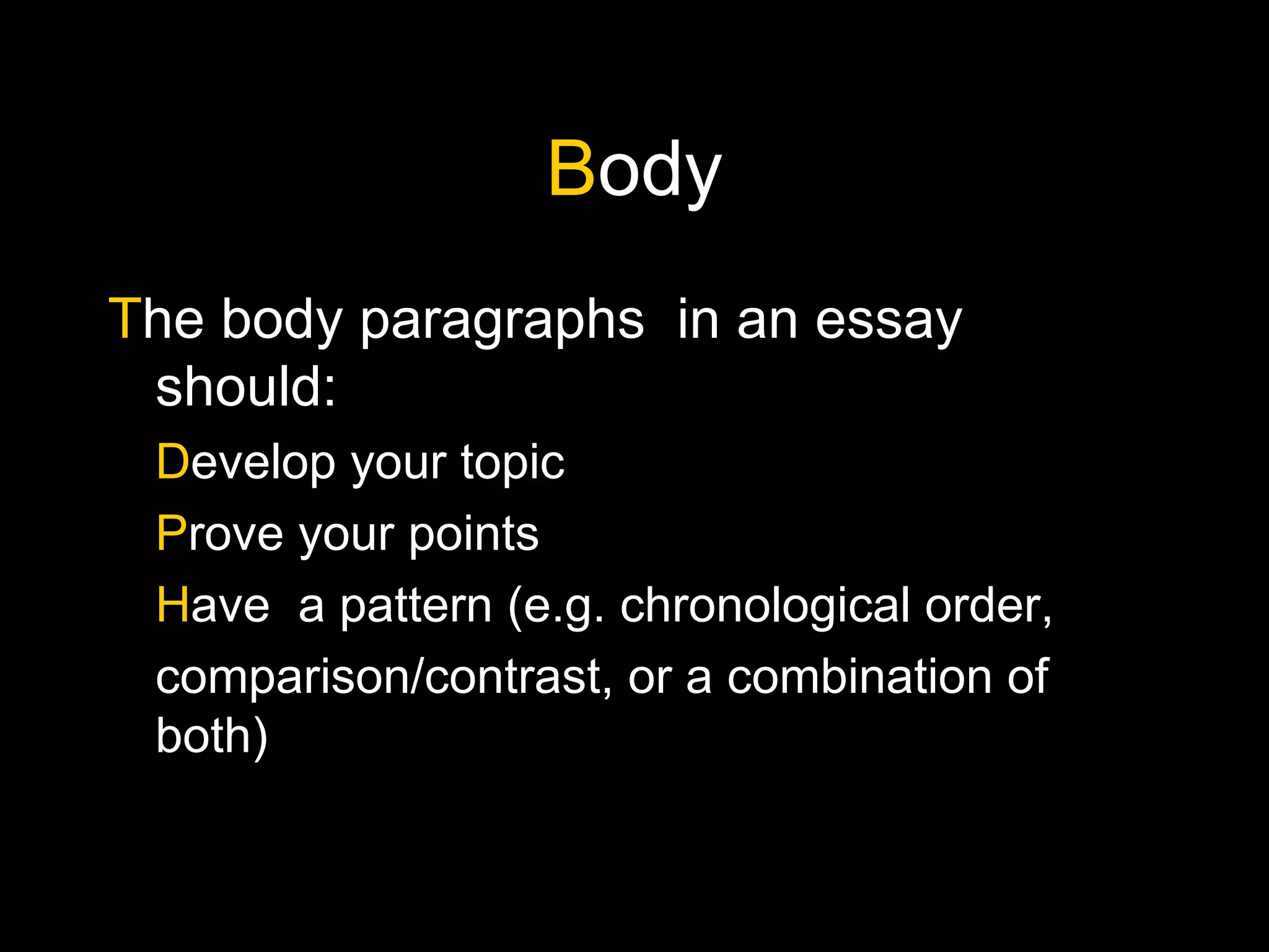 Essay Writing (Body) | PPT