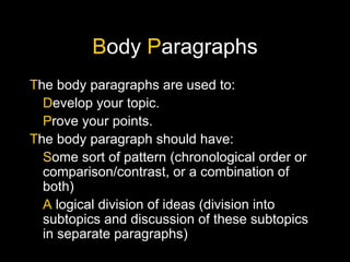 Essay Structure (Body and Conclusion) | PPT