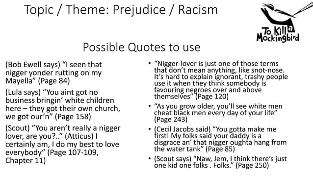 Essay building blocks - To Kill A Mockingbird - Themes - Racism ...