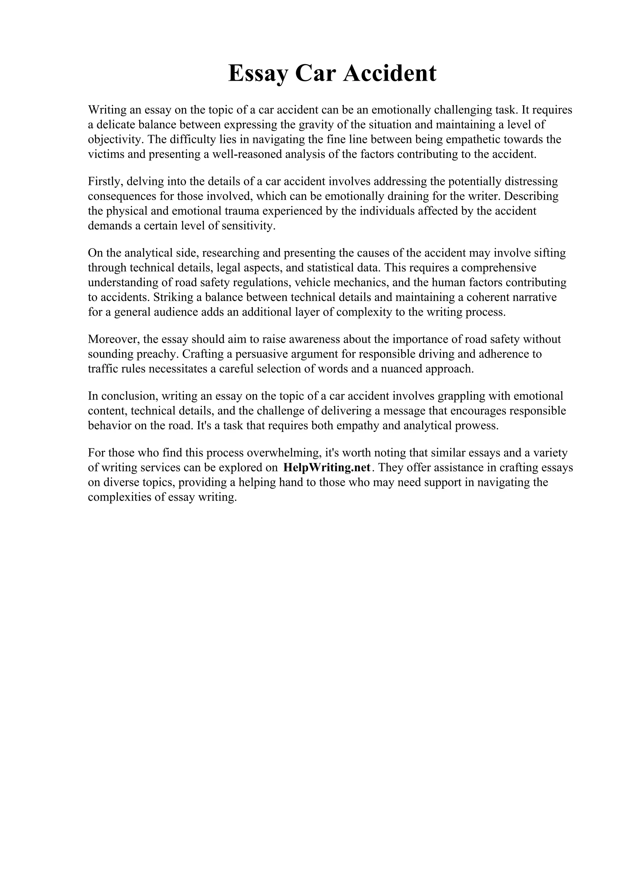 Essay Car Accident Road Accident Quotes Quotes About Accident Essay