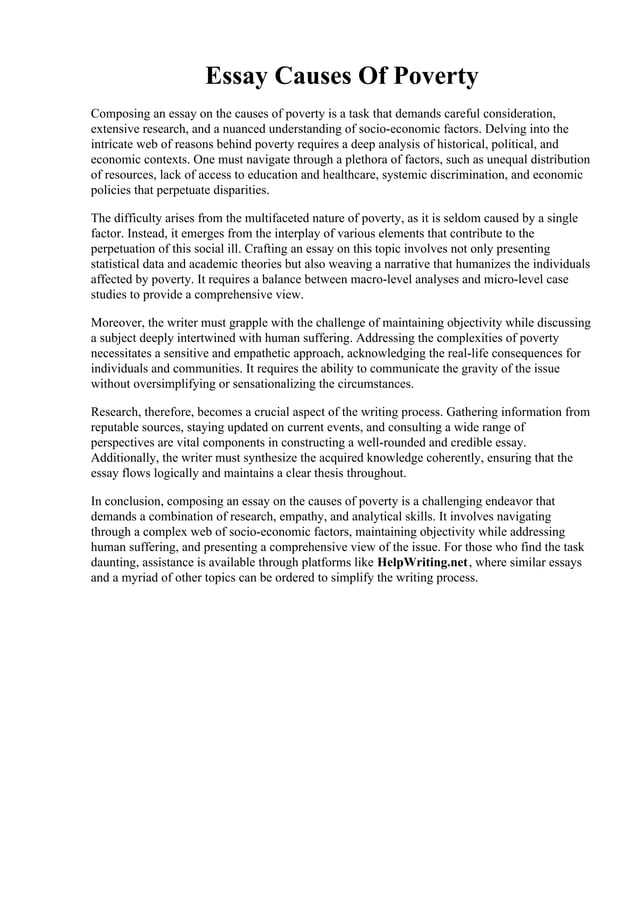 Essay Causes Of Poverty. Essay on Poverty Poverty Essay for Students ...