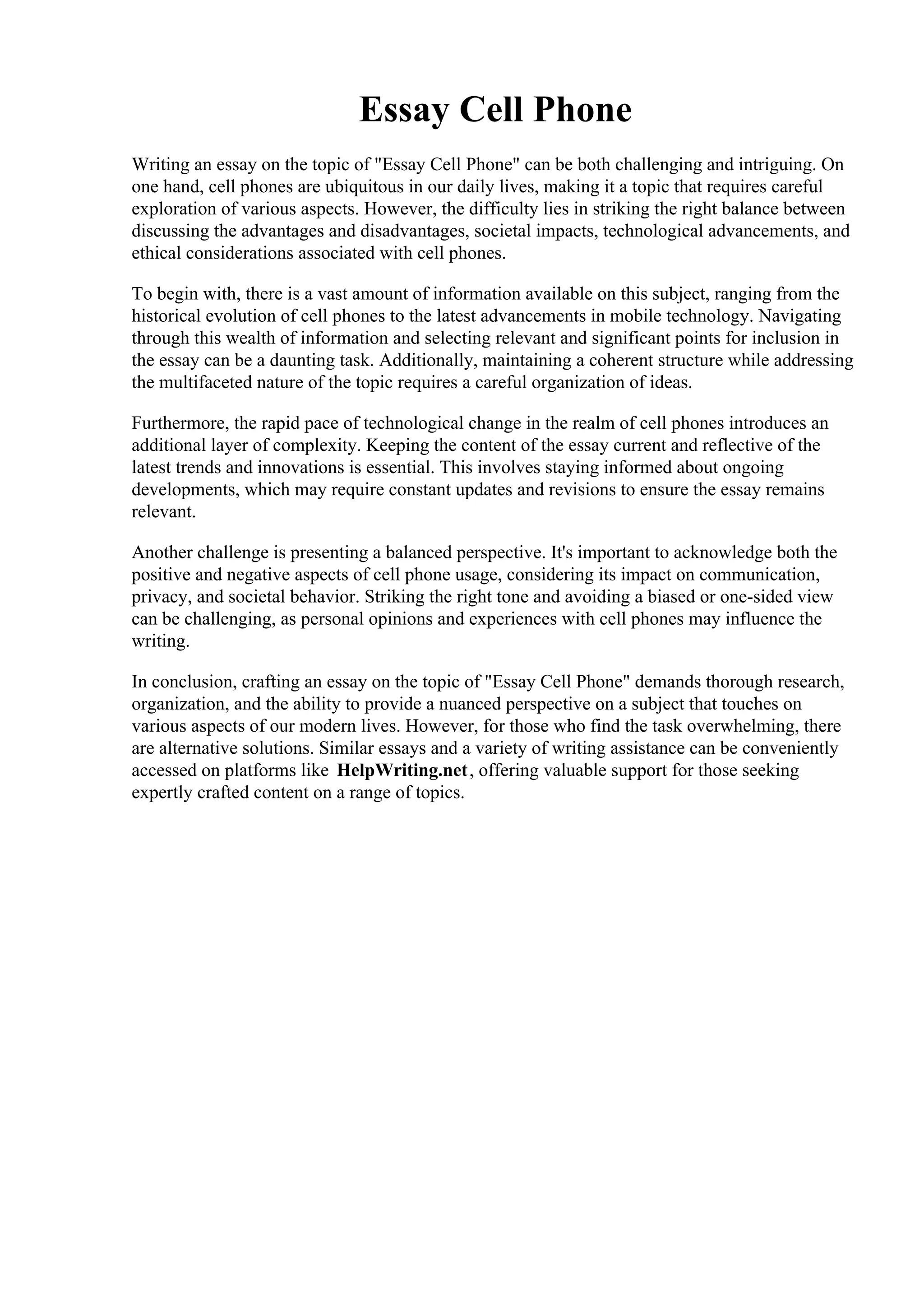 Essay Cell Phone | PDF