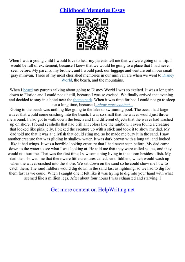 Essay Childhood Memories | PDF
