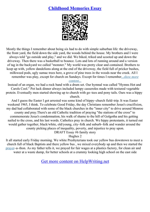 Essay Childhood Memories | PDF