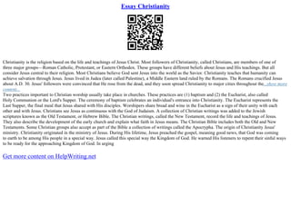 Essay Christianity | PDF