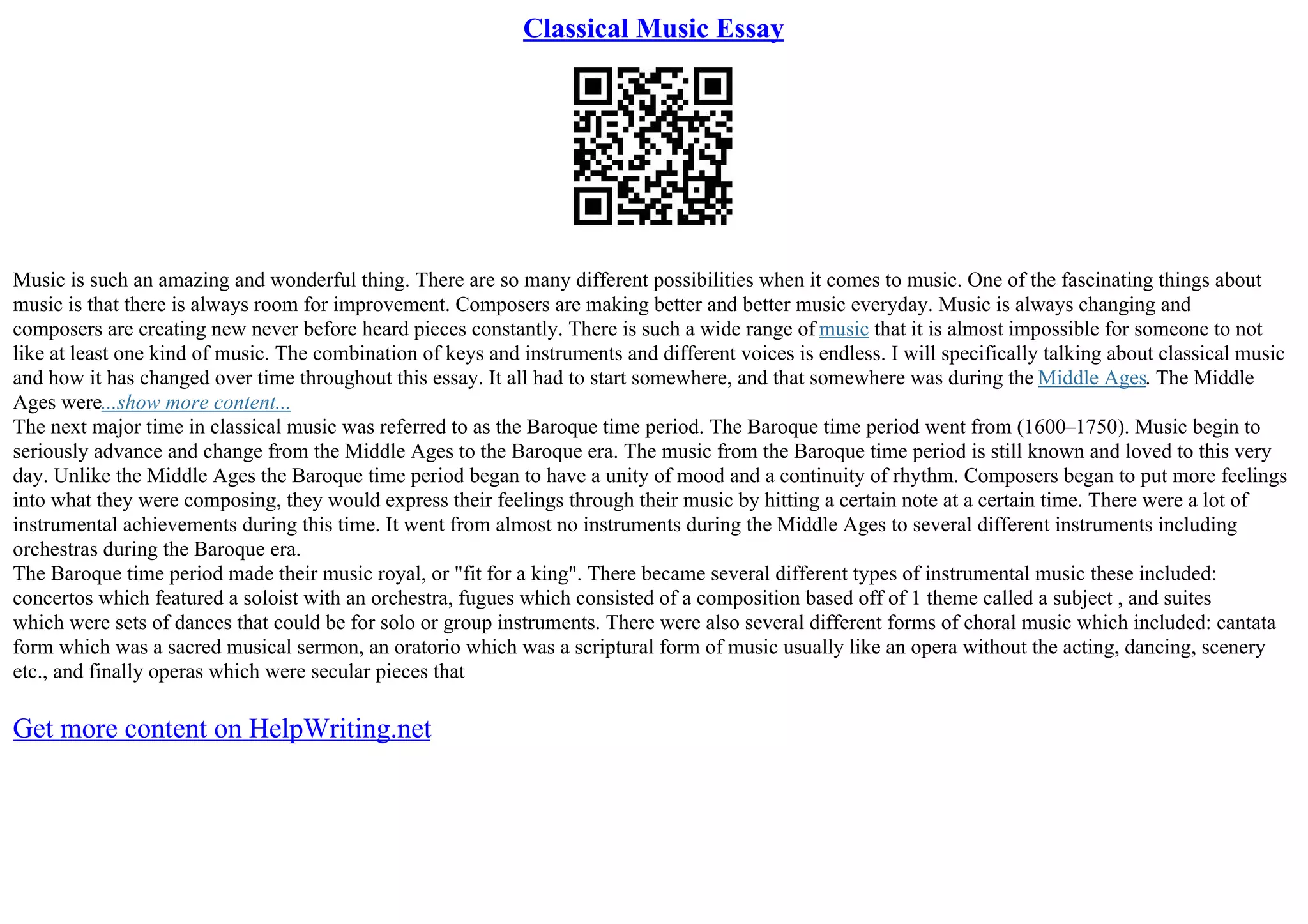 Essay Classical Music | PDF