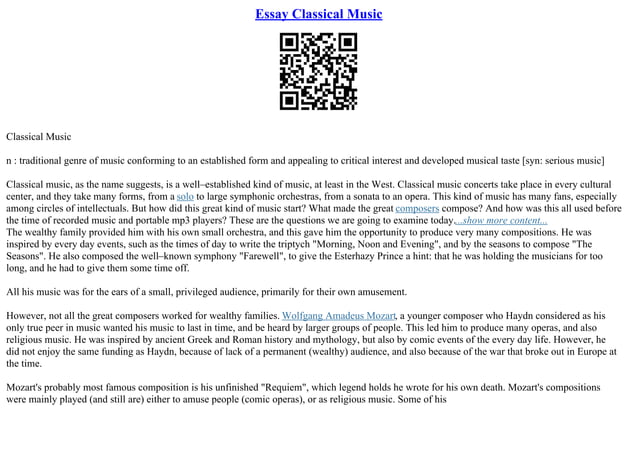 Essay Classical Music | PPT | Free Download