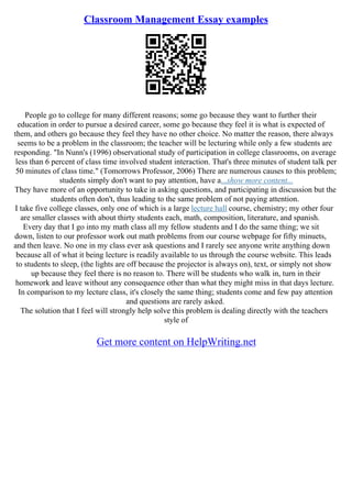 Essay Classroom | PDF