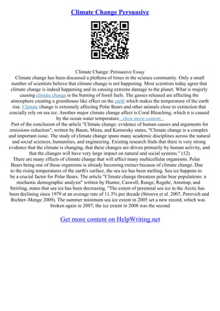 Essay Climate Change | PDF