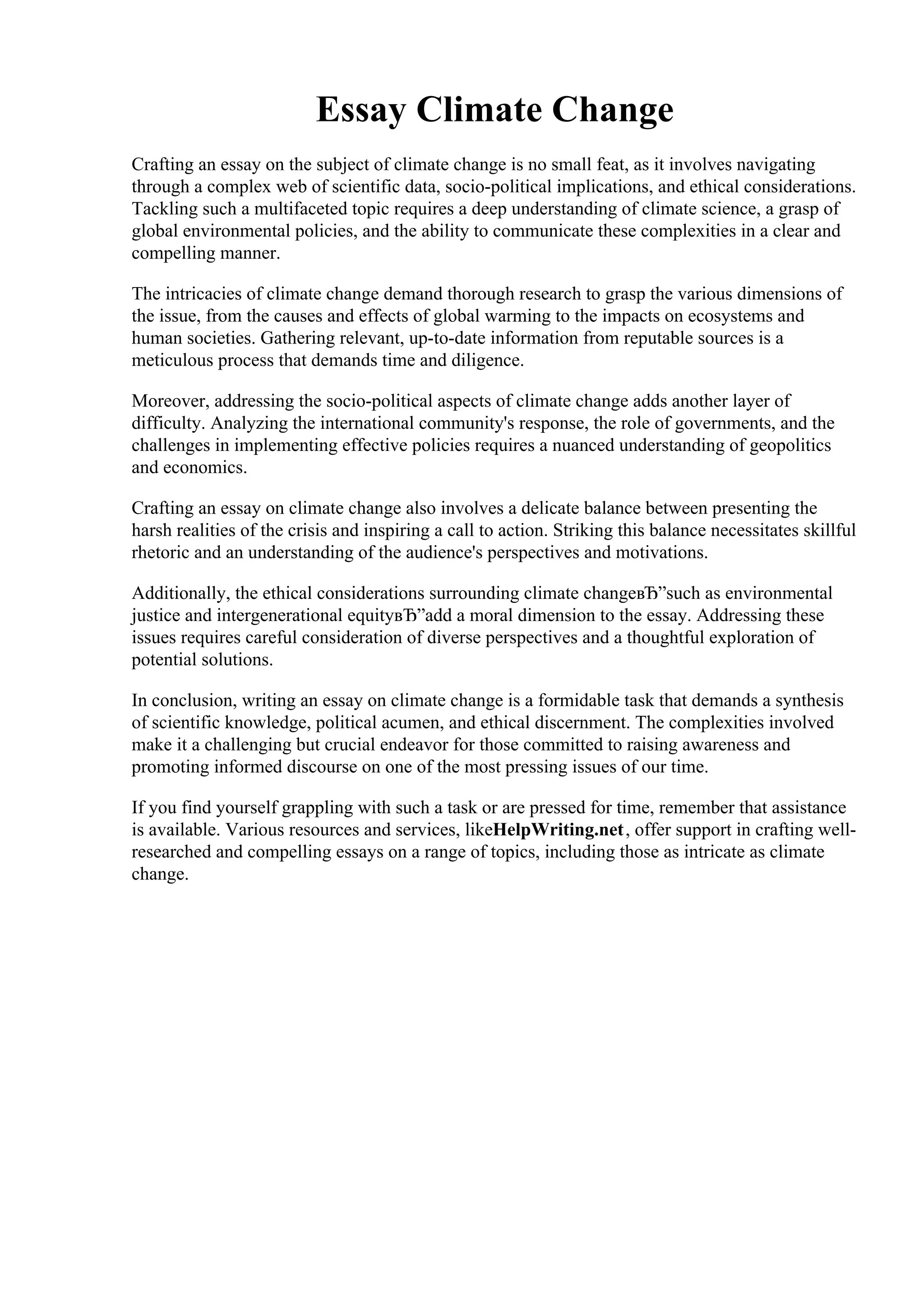 Essay Climate Change.pdf | Programming Languages | Computing