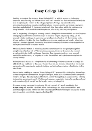Essay College Life.pdf | College Planning | College Education