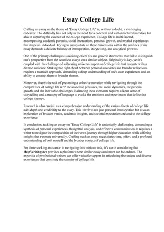 Essay College Life | PDF