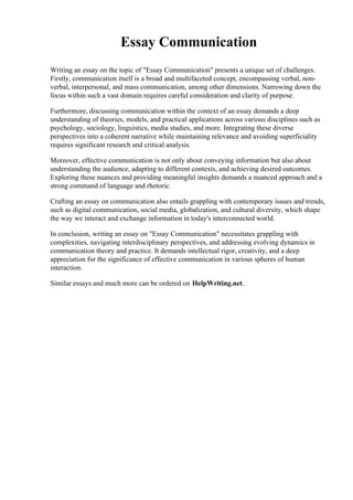 Essay Communication.pdf | Freelance Writing | Content Production