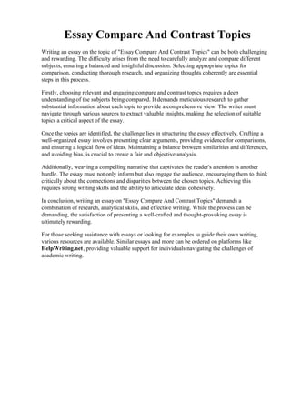 Essay Compare And Contrast Topics.pdf