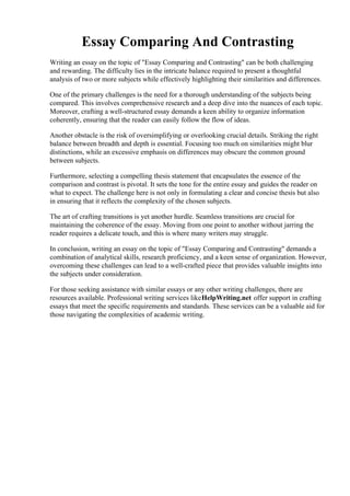 Essay Comparing And Contrasting | PDF