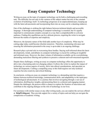 Essay Computer Technology | PDF