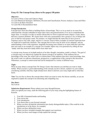 Essay concept hunger games | PDF