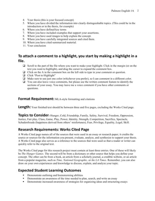 Essay concept hunger games | PDF