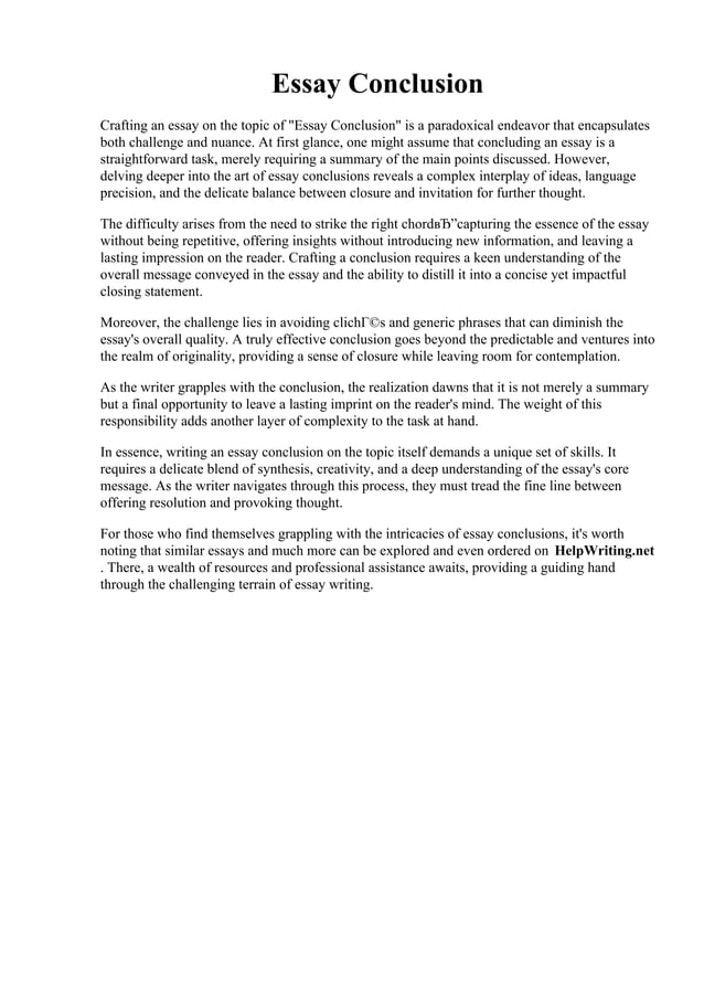 Essay Conclusion | PDF | Homework and Study | Education