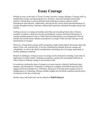 Essay Courage. Courage TKAM Essay English - Year 11 VCE Thinkswap | PDF