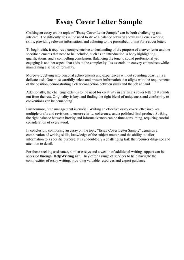 Essay Cover Letter Sample. Free Cover Letter - 41 Examples, Format ...