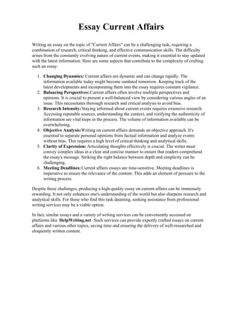 Essay Current Affairs. University of Louisville | PDF | Educational ...