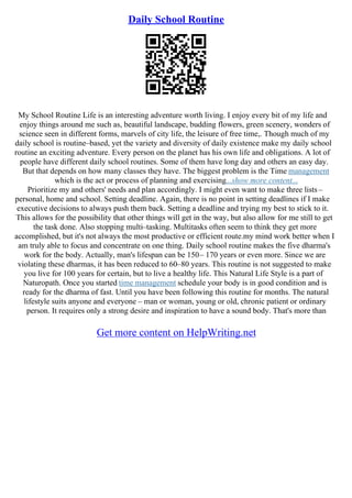 Essay Daily Routine | PDF