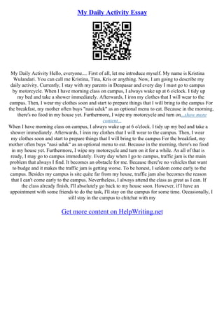 Essay Daily Routine | PDF