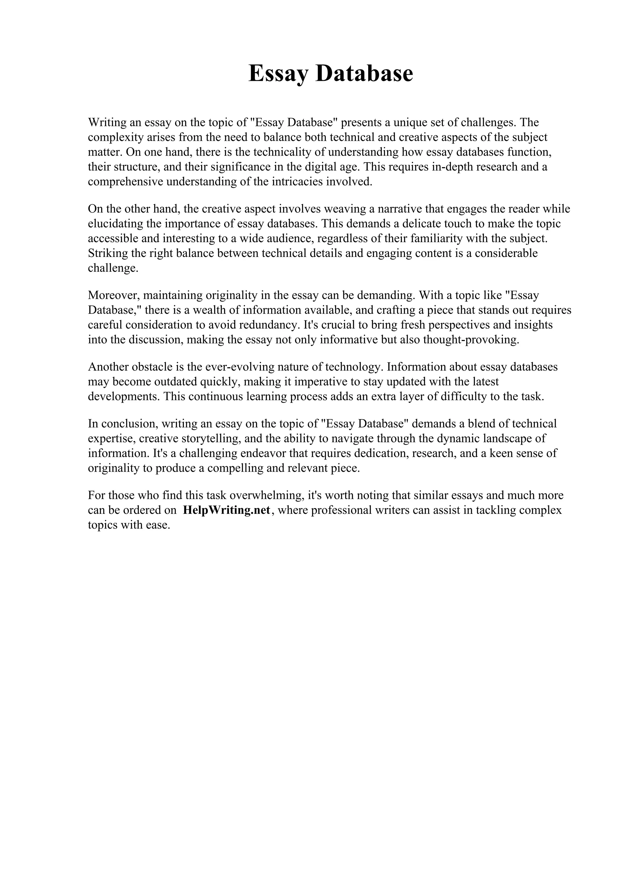 Essay Database | PDF