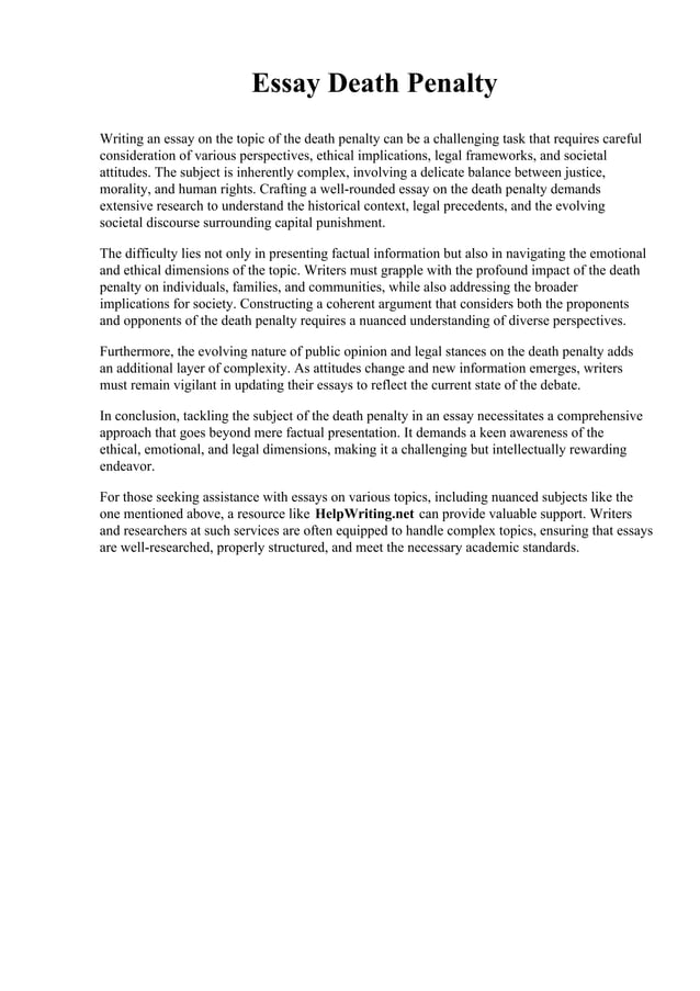 Essay Death Penalty. Richard Medical Academy | PDF