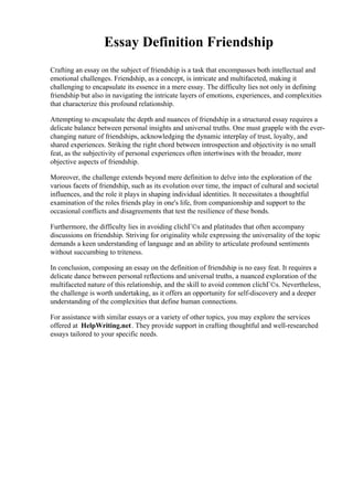 Essay Definition Friendship | PDF