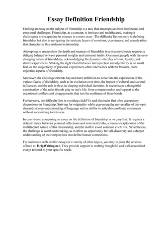 Essay Definition Friendship | PDF