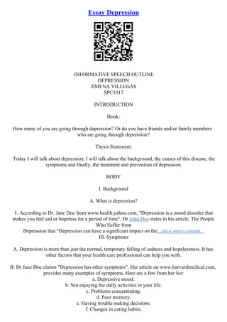 Essay Depression | PDF