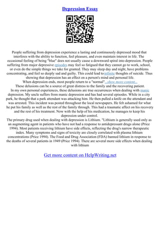 Essay Depression | PDF