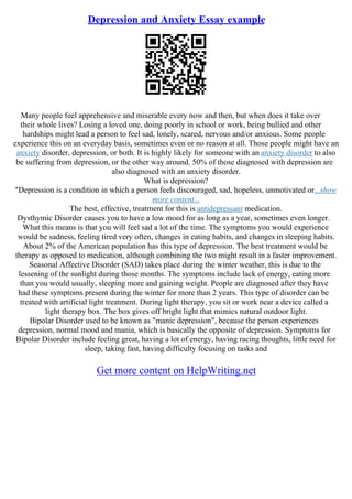 Essay Depression | PDF