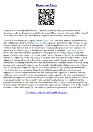 Essay Depression | PDF