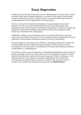 Essay Depression | PDF