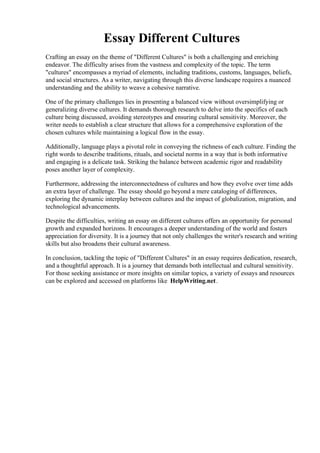 Essay Different Cultures | PDF