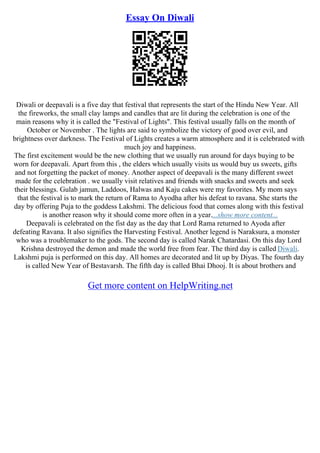 Essay Diwali Festival | PDF