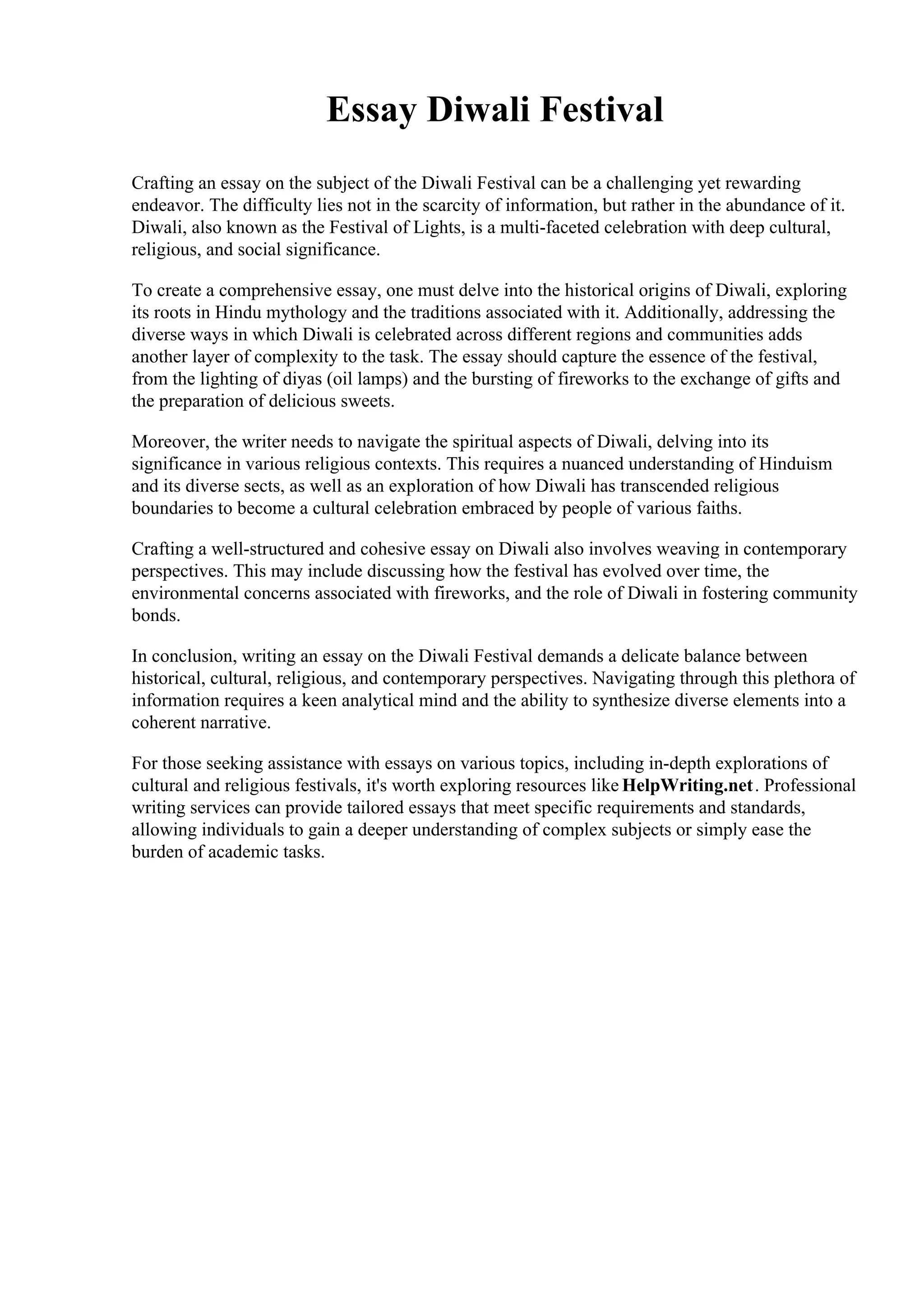 Essay Diwali Festival. North Carolina School of Science and Mathematics ...