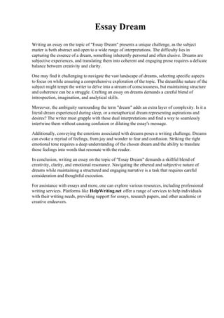 Essay Dream. Stevens Institute of Technology | PDF