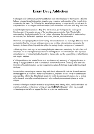Essay Drug Addiction | PDF